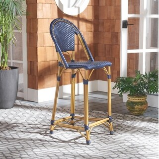 SAFAVIEH Outdoor Zaid 30-inch Stacking Bar Stool (Fully Assembled) - 19 ...