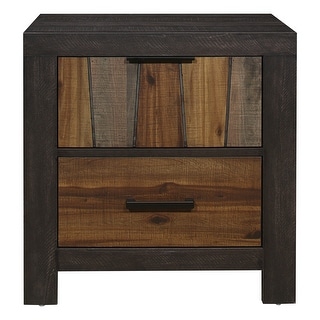 Multi Tone Wire Brushed Finishes Bedside Table Nightstand with 2 ...