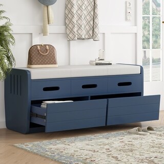 Nestfair Rustic Storage Bench with 2 Drawers, Hidden Storage Space, and ...