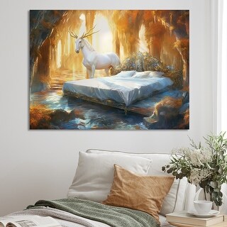 Designart "Sleeping With The Unicorns I" Fantasy Unicorn Canvas Art ...