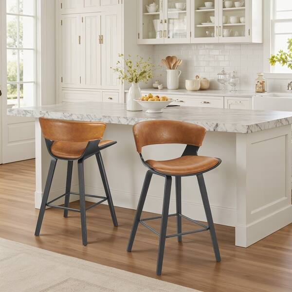 Art Leon Set of 2 Mid-Century Modern Upholstered Counter or Bar Stool ...