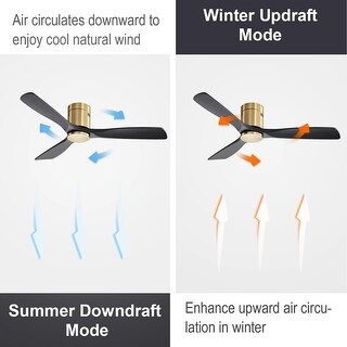 52" Gold Noiseless Reversible Ceiling Fan with Remote Without Light ...