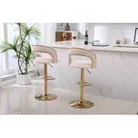 Beige Velvet Swivel Barstools Set of 2 Counter Height Bar Stools - Bed ...