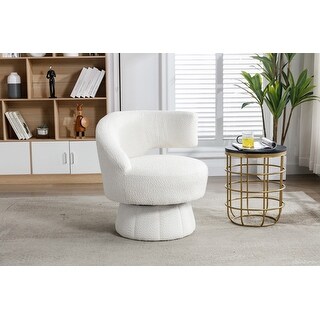 360° Rotating Chair Round Armchairs with Wide Upholstered Lounge Chairs ...