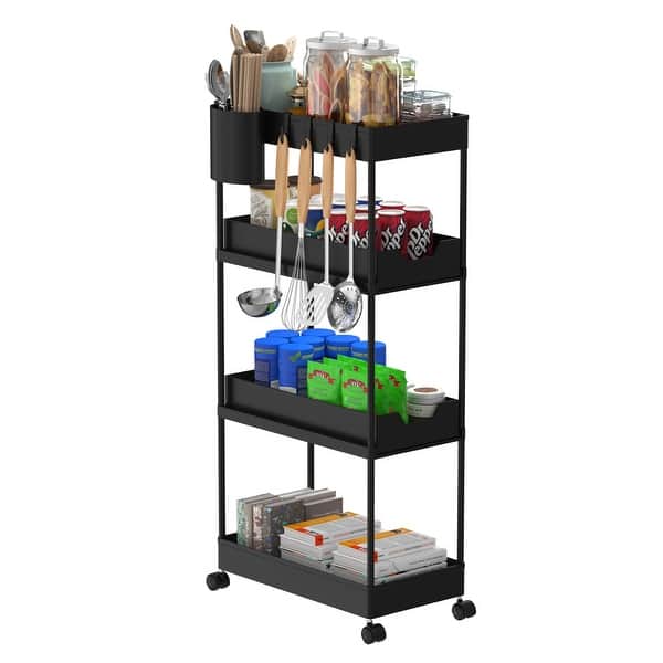 4-Tier Slim Rolling Pull-Out Storage Utility Cart with Wheels - Bed ...