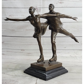 Male Female Pair Of Figure Skaters Ice Skating Bronze Sculpture Statue ...