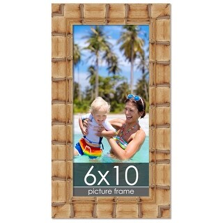 6x10 Bamboo Natural Complete Wood Picture Frame with UV Acrylic, Foam ...