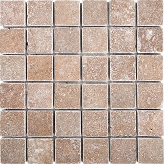 Tuscany Brown Travertine 2" x 2" Tumbled Mosaic Tile - On Sale - Bed ...