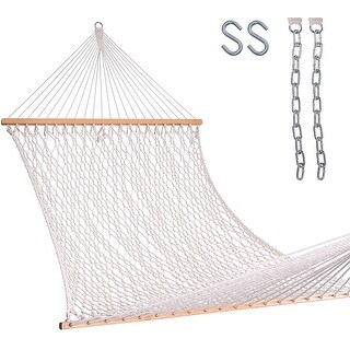 Lazy Daze 13 ft Hand Woven Cotton Rope Double Hammock with Spreader ...