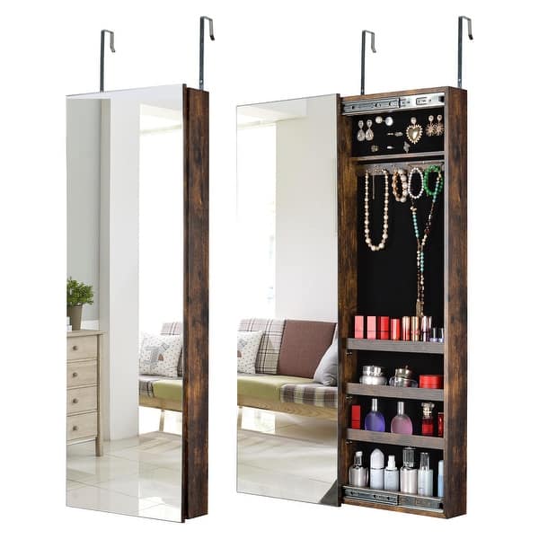 Full Mirror Jewelry Storage Cabinet With with Slide Rail Can Be Hung On ...