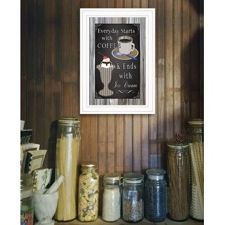 TrendyDecor4U Farmhouse "Everyday Starts with Coffee" Framed Print Wall ...