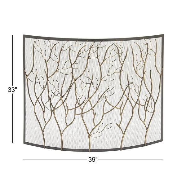 Metal Tree Branch Single Panel Fireplace Screen with Mesh Netting ...