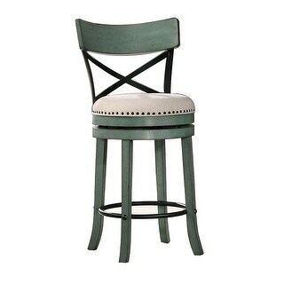 Vesper 27 Inch Swivel Counter Stool Chair Set of 2, Beige Seat, Green ...