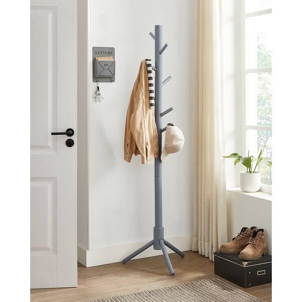 VASAGLE 8 Hooks Solid Wood Coat Rack Free Standing Coat Rack Tree ...