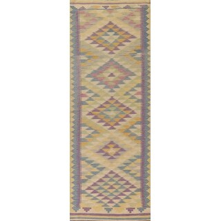 Kilim Multi-Color Geometric Oriental Runner Rug Hand-woven Wool Carpet ...