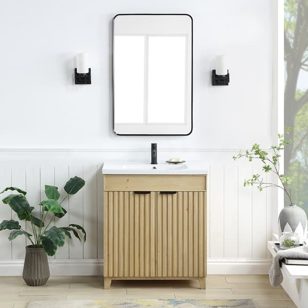 Palos Single Bath Vanity with Ceramic Basin Top without Mirror - On ...