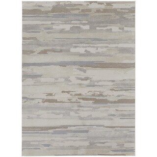 HomeRoots 12' X 15' Ivory Tan And Brown Abstract Power Loom Distressed ...