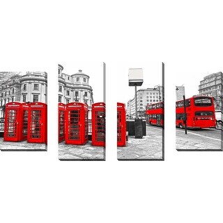 "London Red Bus" Print on Canvas Set of 4 - Bed Bath & Beyond - 36667834