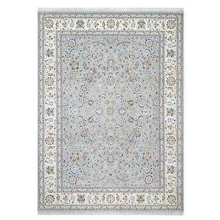 Shahbanu Rugs Uranian Blue, 250 KPSI, Wool and Silk, Hand Knotted, Nain ...