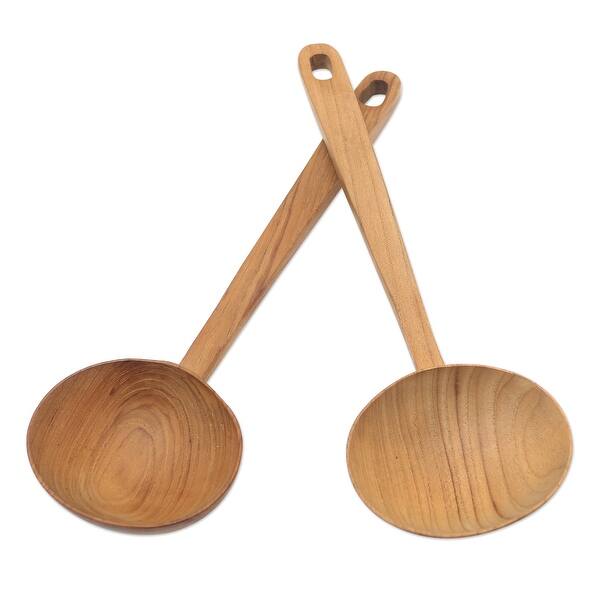 Novica Handmade Big Dipper Teak Wood Serving Spoons (Pair) - Bed Bath ...