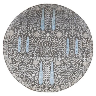 Shahbanu Rugs Bistre Brown, Cypress Tree Design, Silk with Textured ...