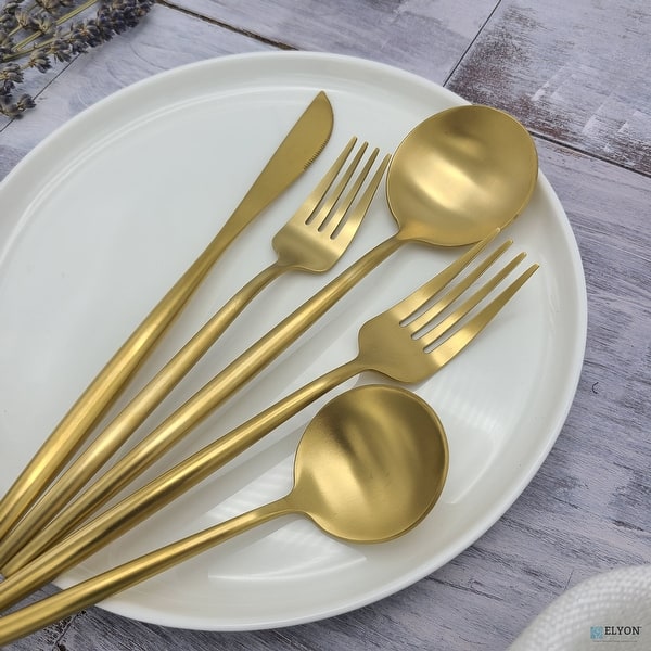 Elyon Lea Matte Colored Stainless Steel Flatware Set 20 Pieces - Bed ...