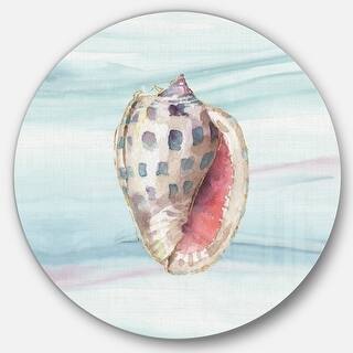 Designart 'Gilded Sea Horn Shell on Blue' Nautical & Coastal Metal ...