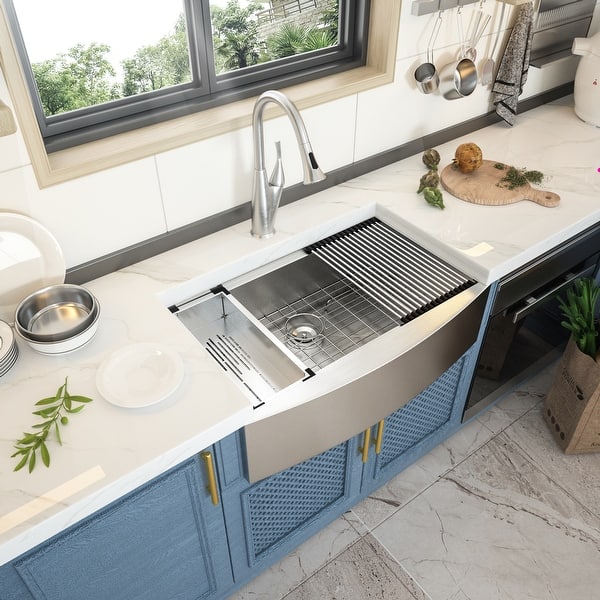 30 Inch Farmhouse Sink Apron Front Ledge Workstation Kitchen Sink Deep ...