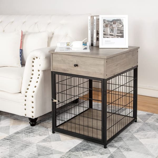 Wooden Dog Crate Table Chew-Proof with Drawer - Bed Bath & Beyond ...