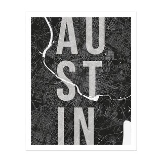 Austin Texas Austin Mono Street Map Text Overlay Art Print/Poster - Bed ...