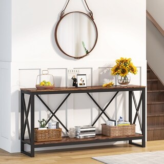 70.9 Inch Extra Long Console Table Industrial Narrow Sofa Table Entry ...
