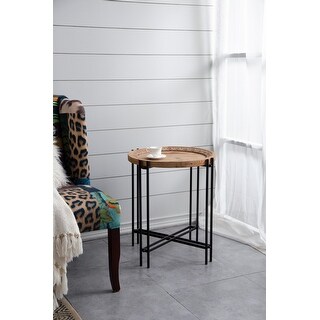 Round End Table Wood Top Side Table with Pin Legs for Living Room Space ...