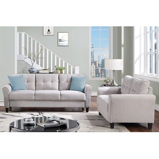 Light Grey 2-Piece Linen Couch Set, 2+3 Seater - Bed Bath & Beyond ...