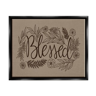 Stupell Blessed Botanical Flower Border Framed Floater Canvas Wall Art ...