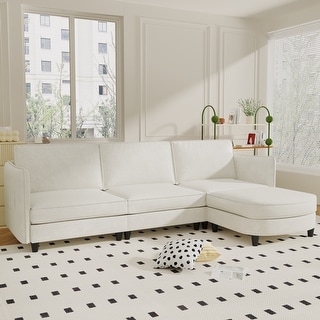 GDFStudio - Benjamin Spacious 3-Seater L-Shaped Sofa with Movable ...