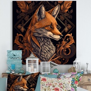 Designart "Retro Graphic Fox I" Animals Fox Canvas Wall Art - Bed Bath ...