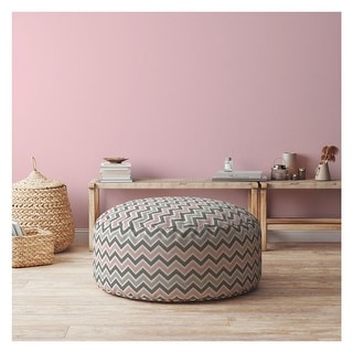 Indoor ZOOMY Light Pink Round Zipper Pouf - Stuffed - Extra Beads ...