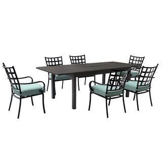 Princeton 7pc Aluminum Dining Set with Butterfly Extension Table, Light ...