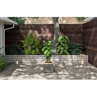 Boca Raton Brown Rattan Outdoor Planter - 18" x 18" x 18" - Bed Bath ...