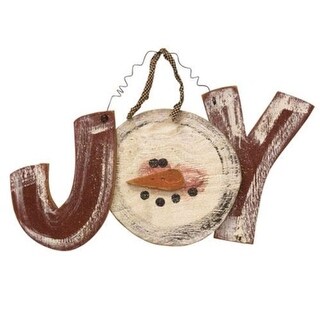 Distressed Hanging Snowman Joy Sign - H - 10.50 in. W- 1.00 in. L - 22. ...