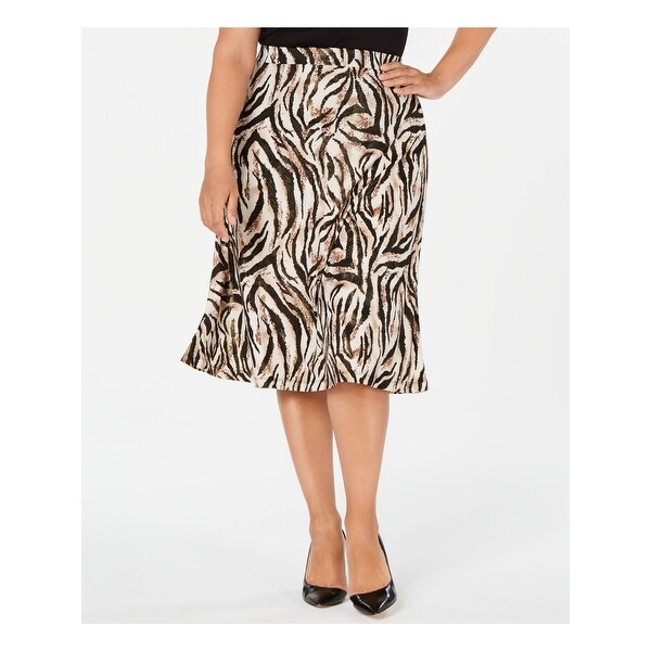 KASPER Womens Brown Animal Print Knee Length A-Line Skirt Size 1X ...