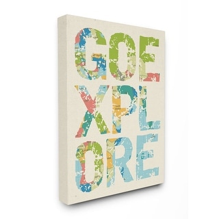 Stupell Go Explore Map Text Country Adventure Word Design Canvas Wall ...