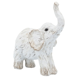 11" Polyresin Elephant Sculpture Contemporary Rustic White Elephant ...