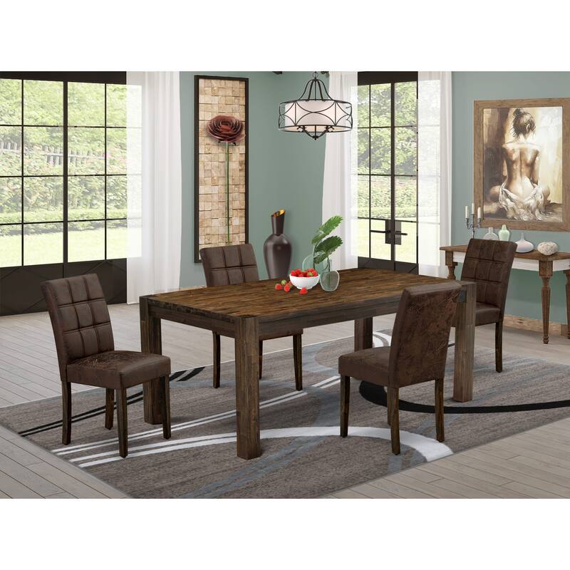 East West Furniture Kitchen Set Contains a Rectangle Rustic Wood Table ...