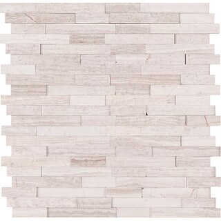 MSI SMOT-PNSIL3D-6MM White Quarry - 12" x 12" Linear Mosaic Sheet ...