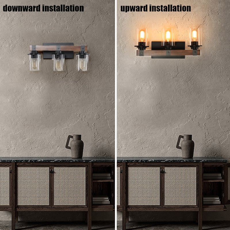 3-Lights Farmhouse Vanity Lights Fixture Rustic Bathroom Light Fixture ...
