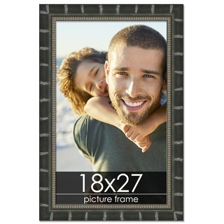 18x27 Bamboo Black Complete Wood Picture Frame with UV Acrylic, Foam ...