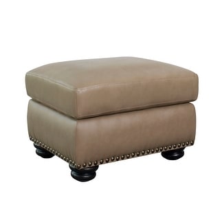 Abbyson Aaron Beige Leather Ottoman - Bed Bath & Beyond - 31009873