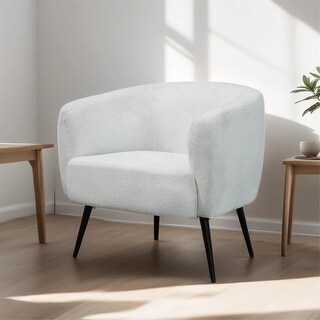 Teddy Fleece Fabric Accent Chair with Metal Legs and Soft Padding - Bed ...