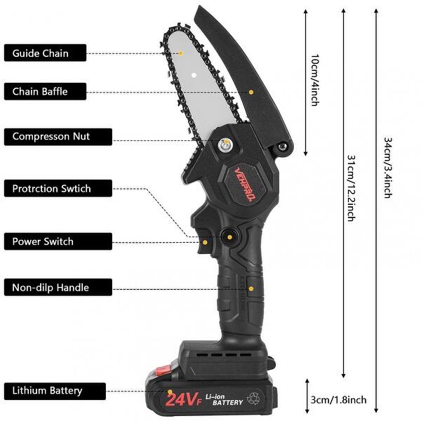 24V Electric Cordless Saw Wood Cutting Tools Tree Trimmer Chain Saw ...